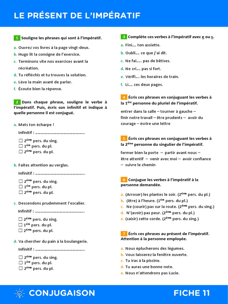 Exercices sur l'impératif présent | PDF | Verbe | Unités sémantiques
