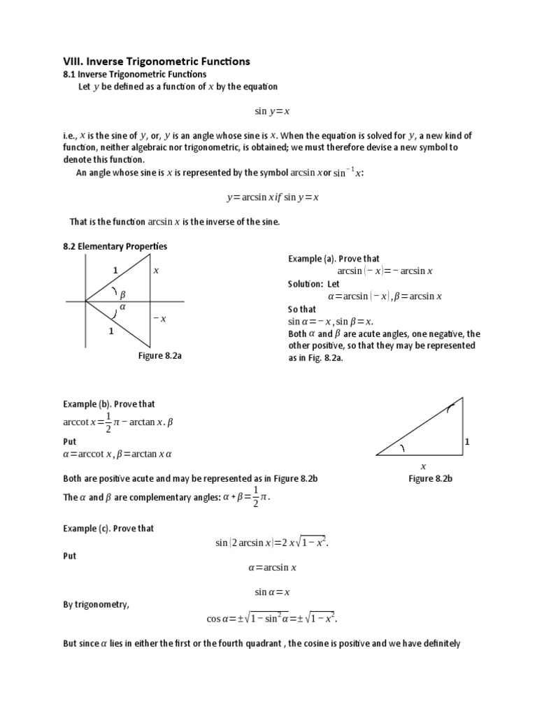 Inverse Trigonometric Functions Guide | PDF | Trigonometric Functions | Special Functions