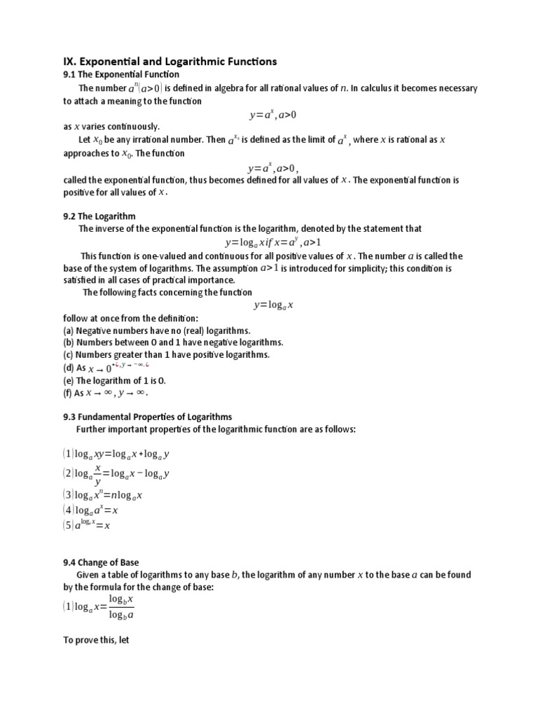 Exponential and Logaritmic Functions | PDF | Logarithm | Function ...