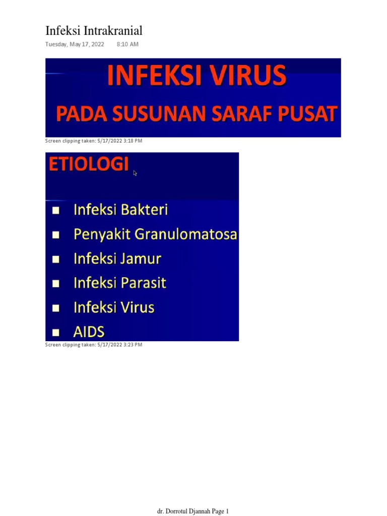 Infeksi Intrakranial | PDF | Nervous System | Human Diseases And Disorders