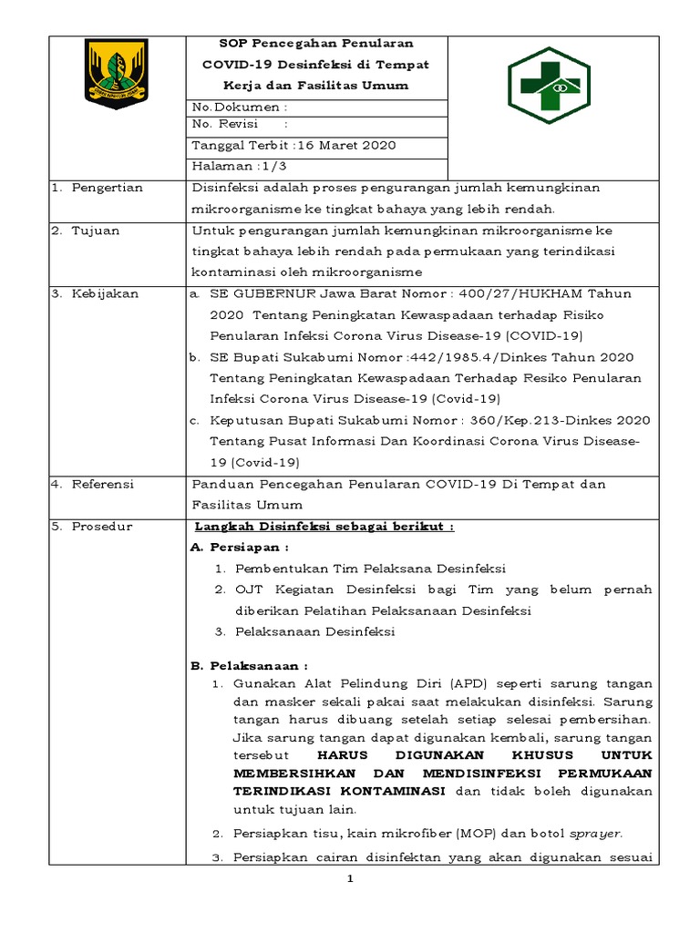 Sop Desinfeksi Ok | PDF