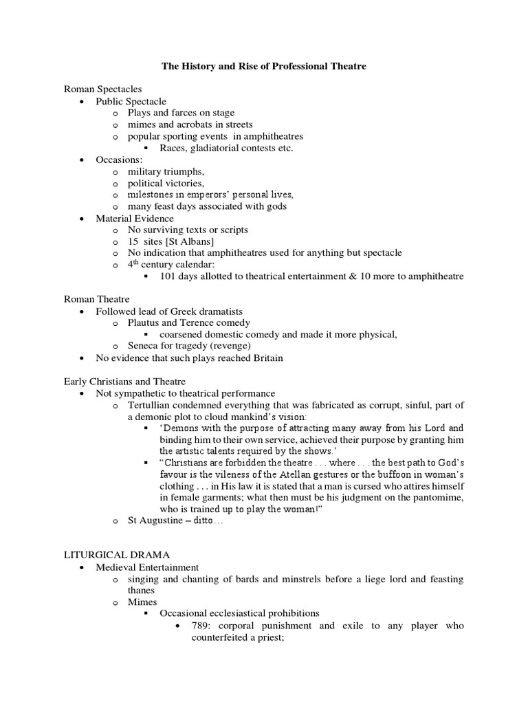 History of Professional Theatre | PDF | Theatre