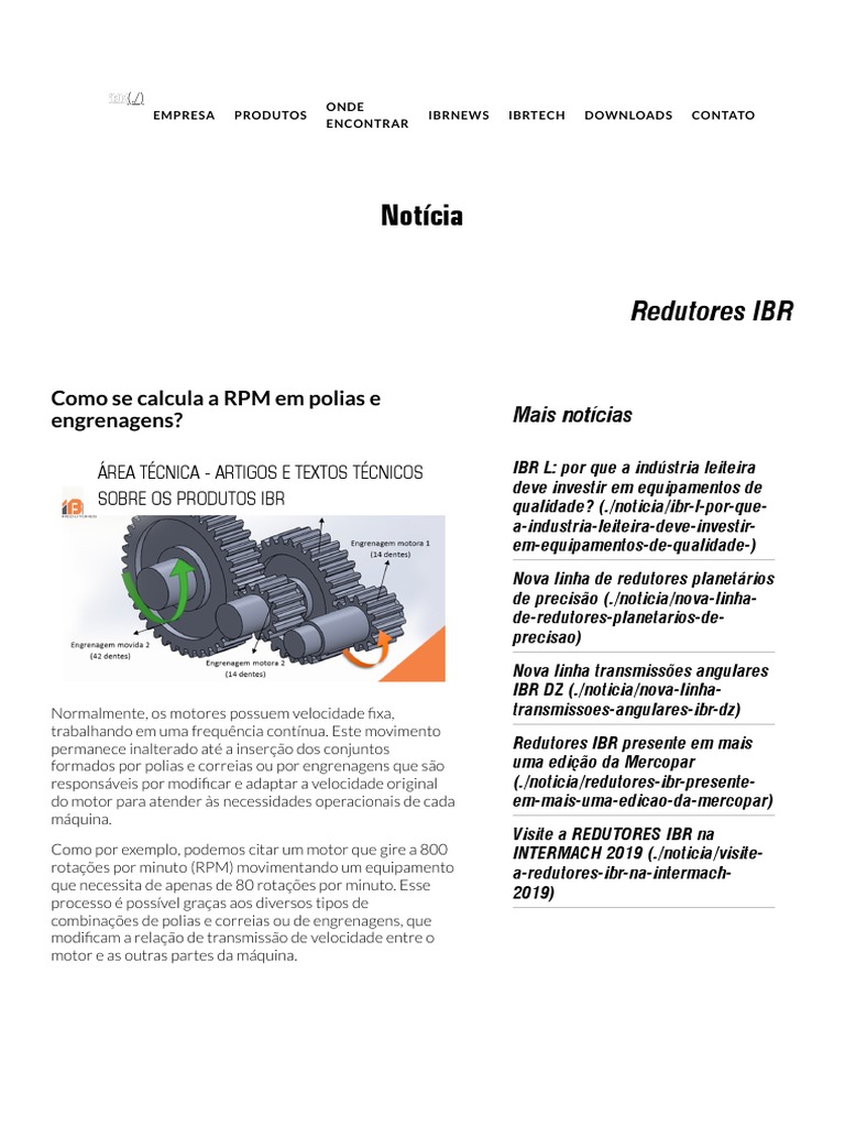 Como calcular RPM em polias e engrenagens | PDF