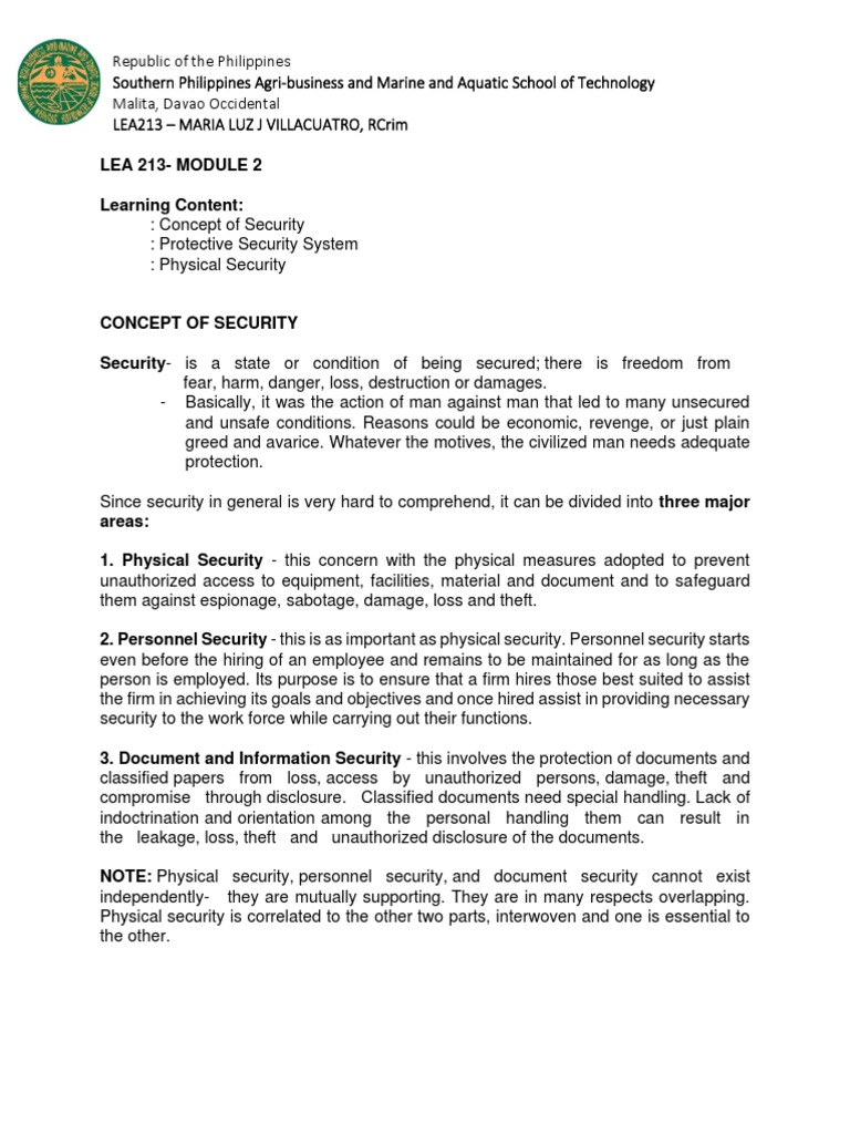 Lea 213 Module 2 | Download Free PDF | Physical Security | Securities
