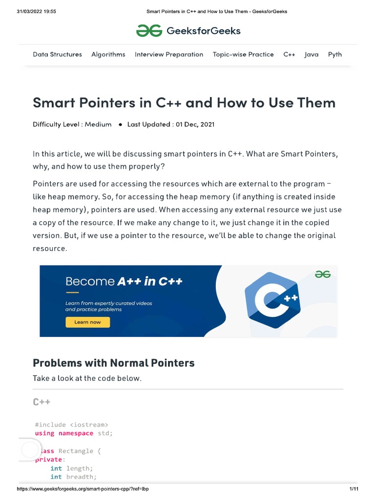 Smart Pointers in C++ and How To Use Them | PDF