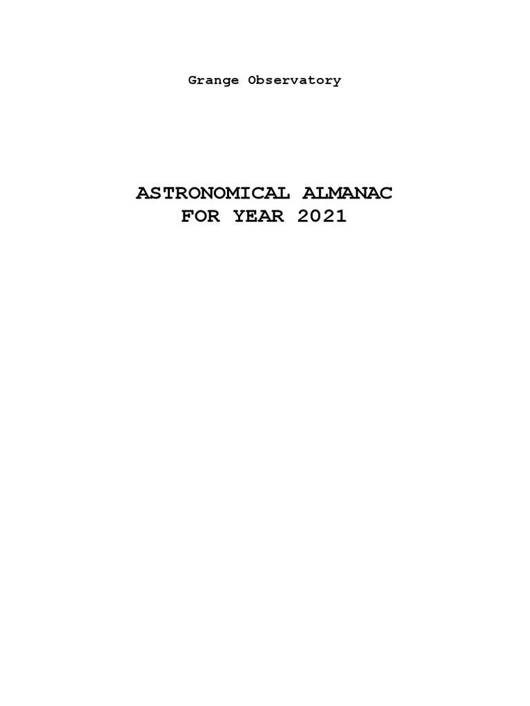 Astronomical Almanac For Year 2021: Grange Observatory | Download Free ...