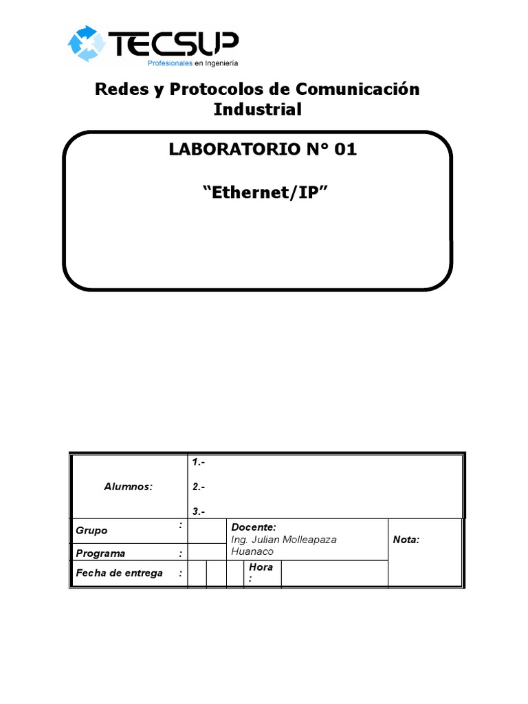 Lab 01 - EtherNet - IP | Descargar gratis PDF | Protocolos de internet | Ethernet