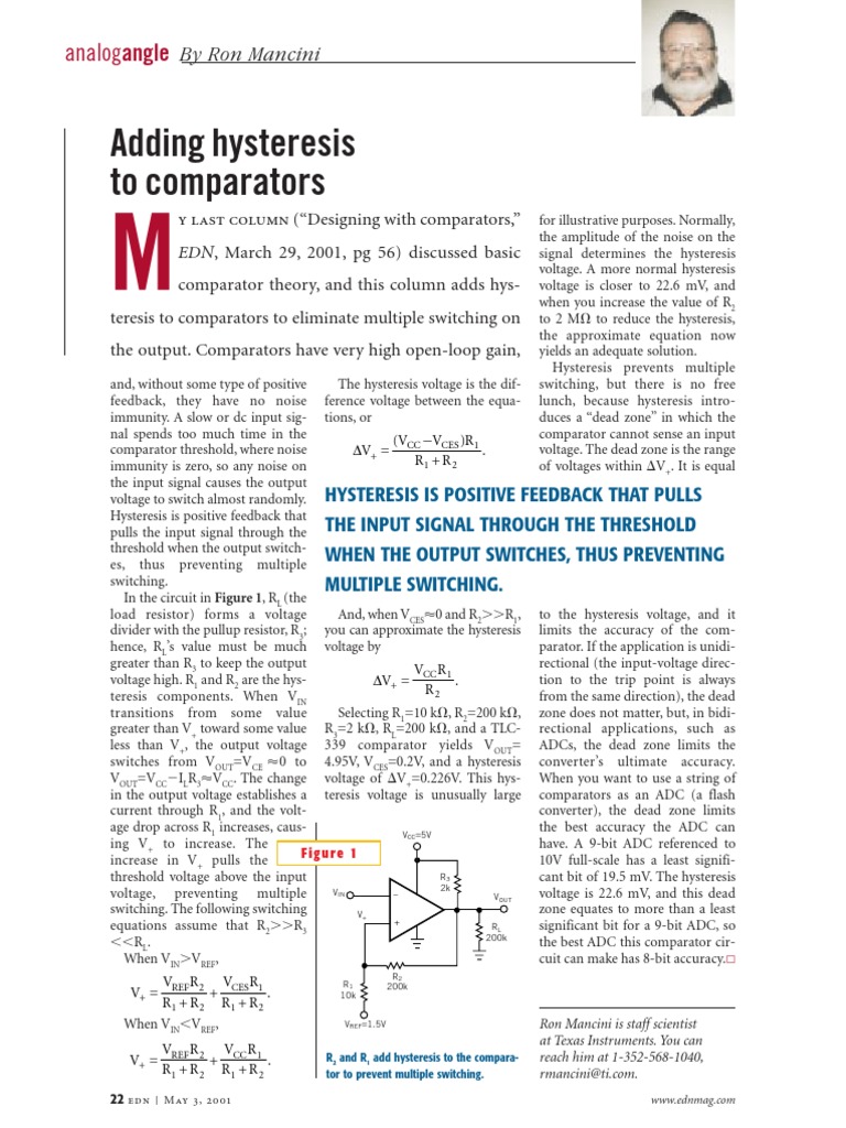 Adding Hysteresis To Comparators | PDF | Computer Science | Electrical ...