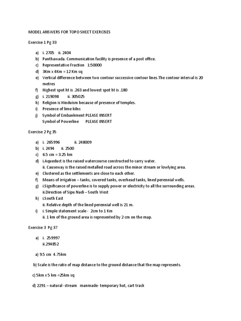 Toposheet Exercise Solutions for ICSE | PDF | River | Stream
