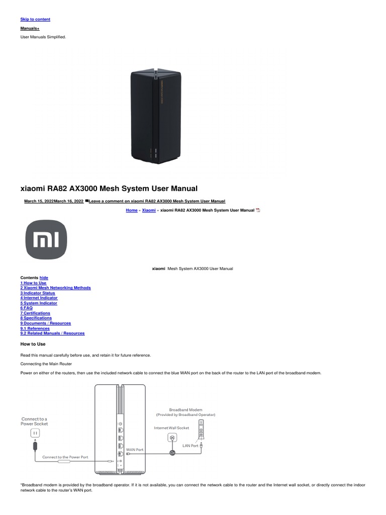 Ra82 Ax3000 Mesh System Manual | Download Free PDF | Computer Network ...
