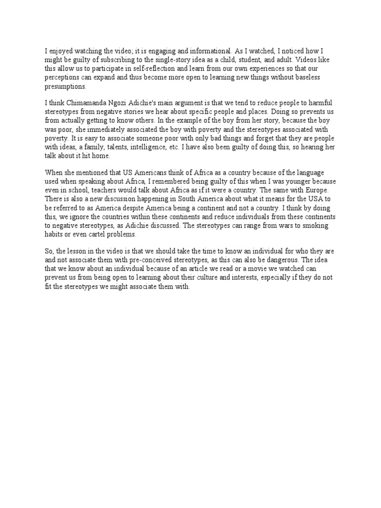 Understanding the Single Story Dangers | PDF