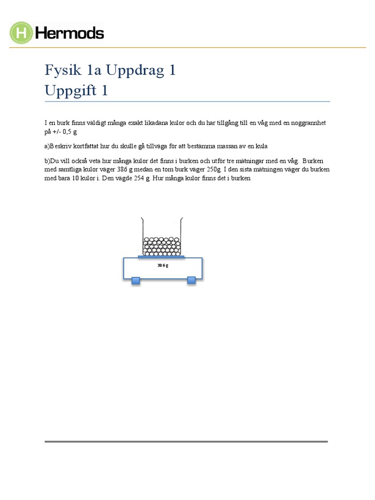 Fysik Uppdrag 1 | PDF
