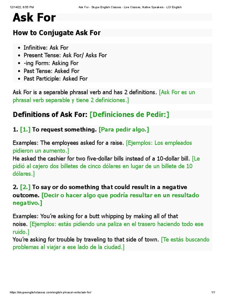 Ask For - Skype English Classes - Live Classes, Native Speakers - LOI ...