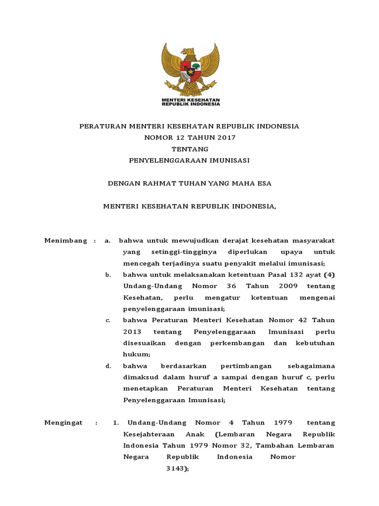 Permenkes Nomor 12 Tahun 2017 | PDF