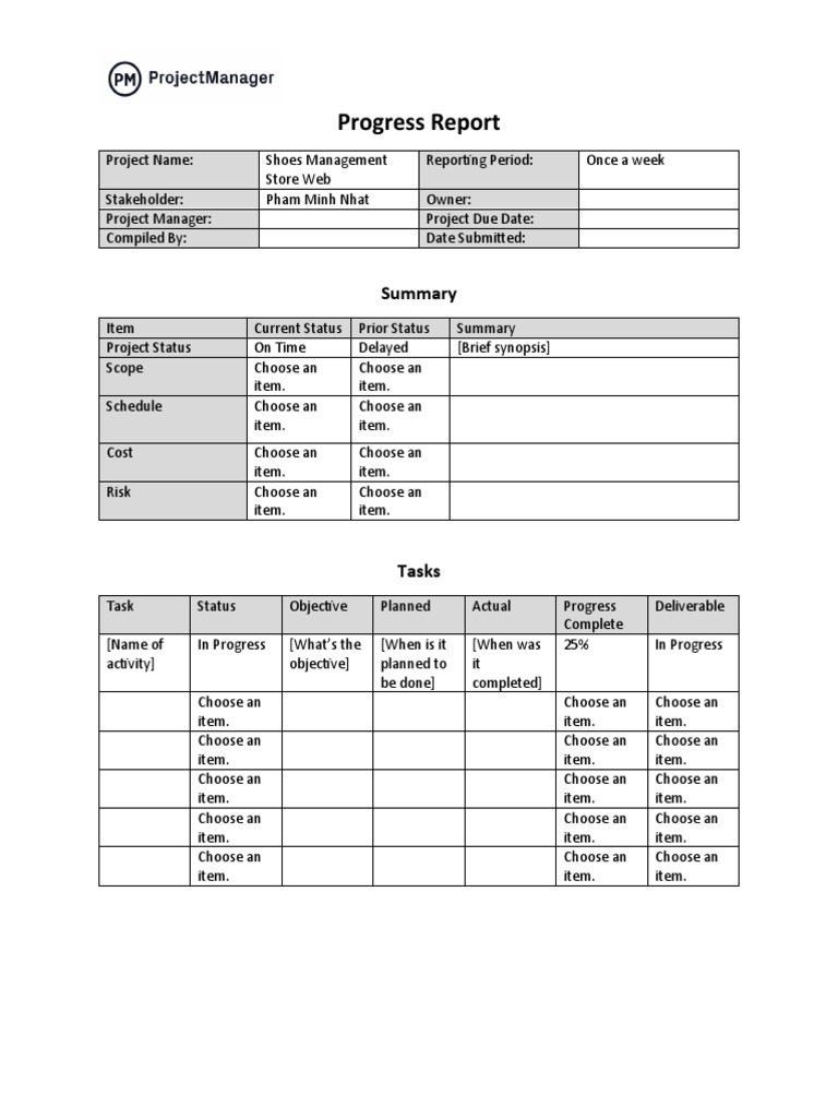 Free Progress Report Template ProjectManager ND | PDF | Business | Computing