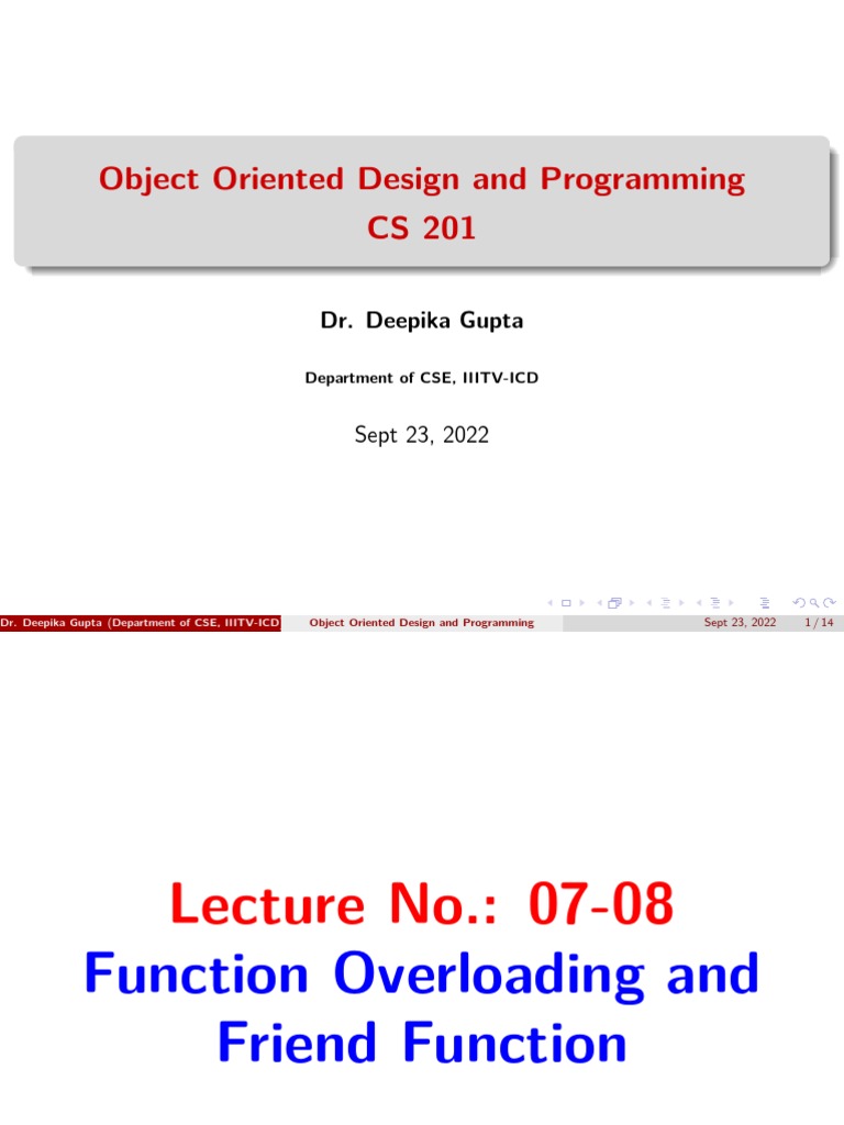 Object Oriented Design and Programming CS 201: Dr. Deepika Gupta | PDF | Models Of Computation ...