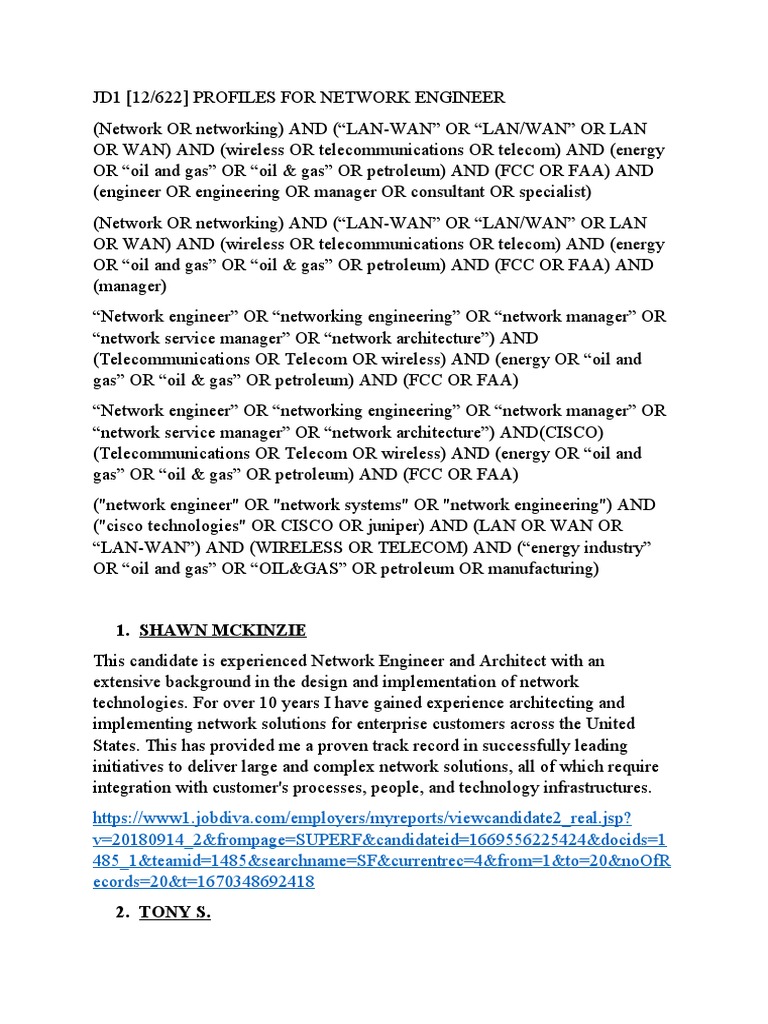 Network Engineer Profiles | PDF | Computer Network | Computing