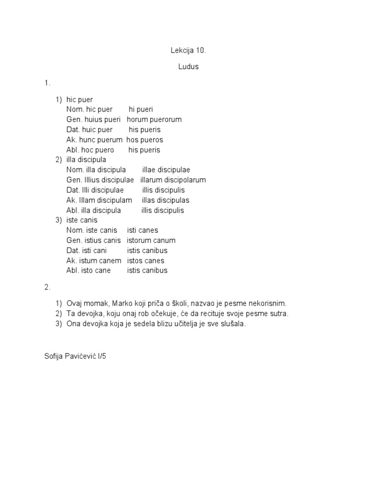 Lekcija 10, Ludus | PDF