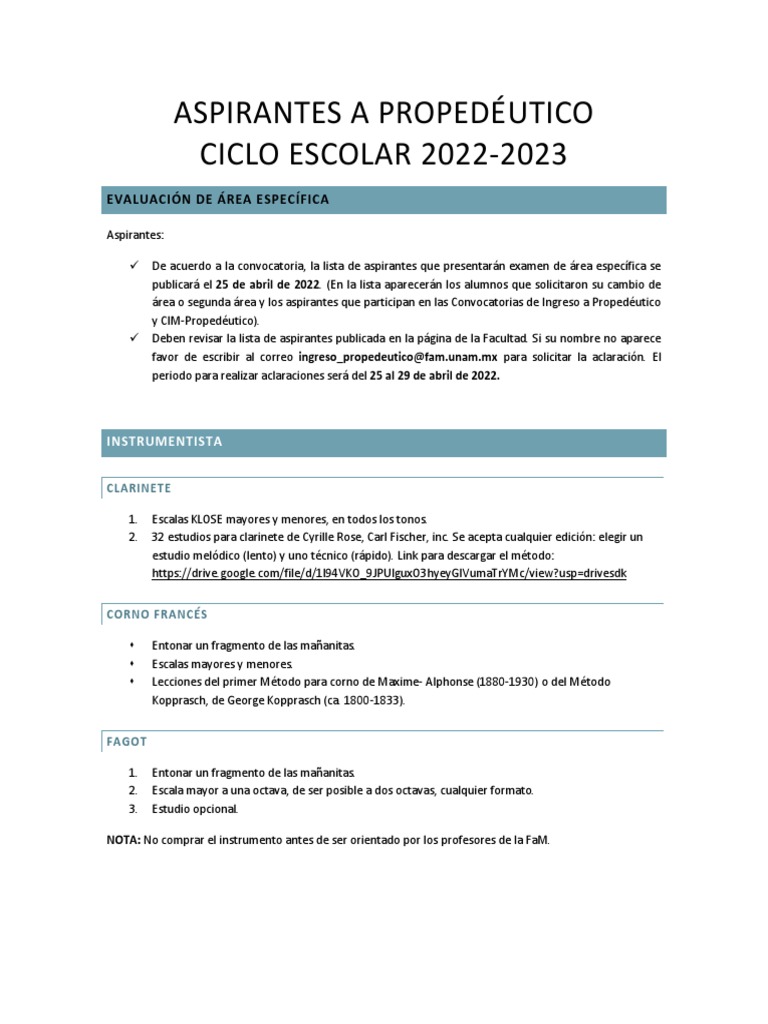 AE2022 Pro Alientos y Percusiones | PDF | Escala (música) | Clarinete
