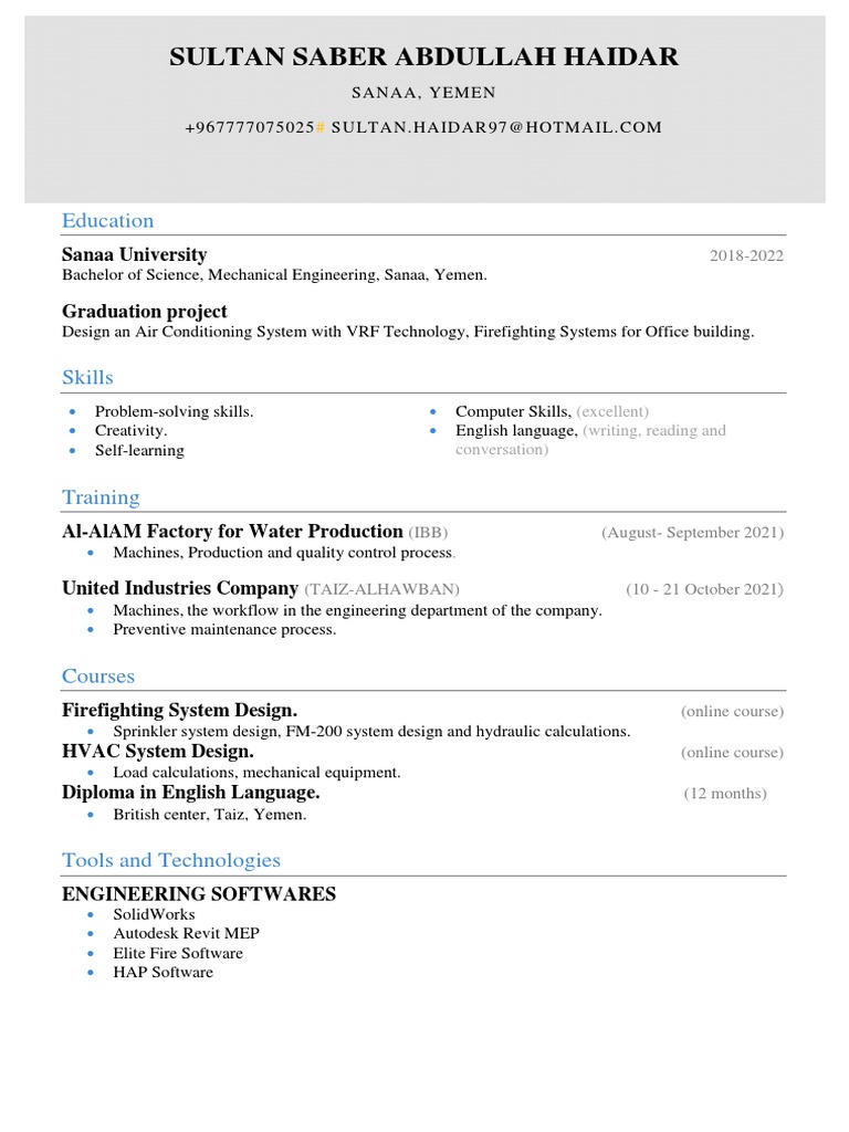 Resume SULTAN HAIDAR | PDF