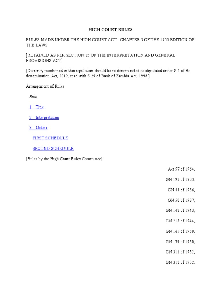 High Court Rules | PDF | Affidavit | Costs In English Law
