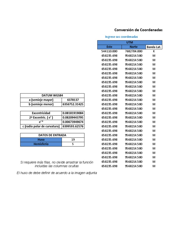Hoja Conversor - Coordenadas | PDF | Metrología | Tecnología geográfica