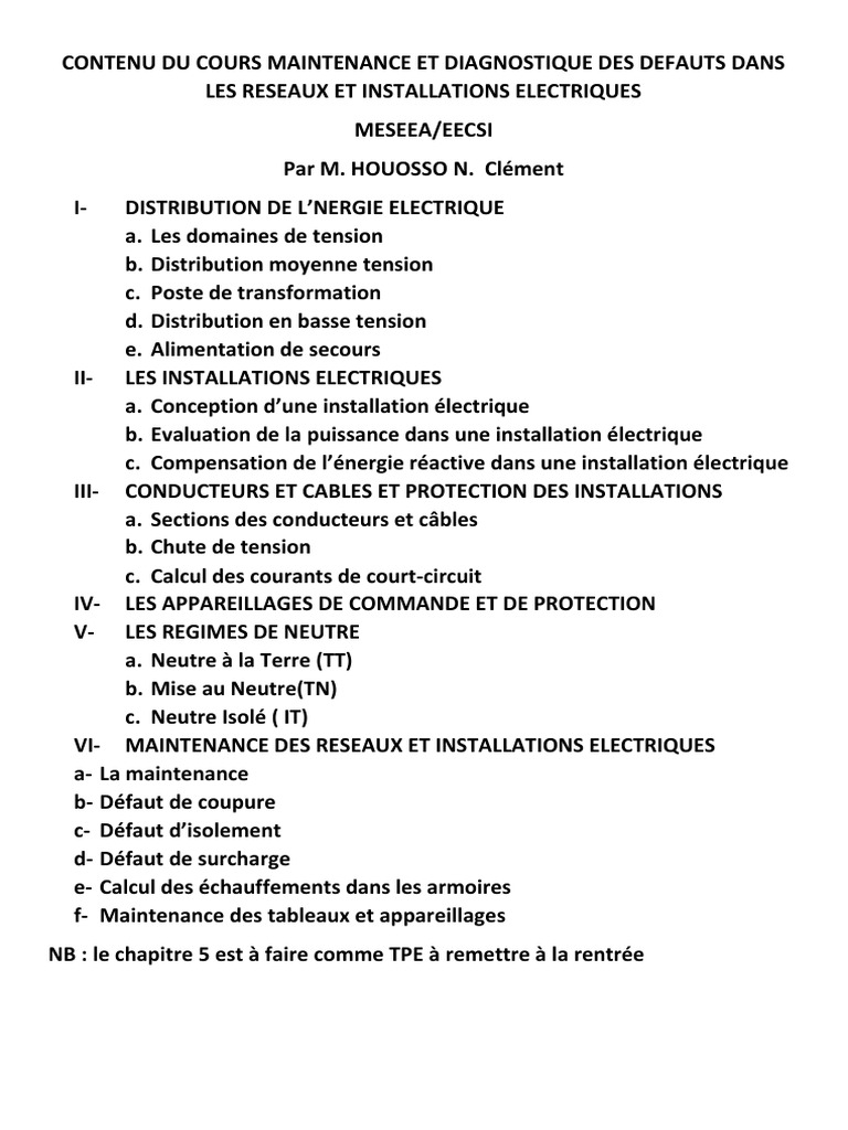 Maintenance des installations électriques | PDF