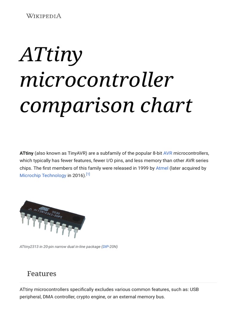 ATtiny Microcontroller Comparison Chart - Wikipedia | PDF | Electronic ...