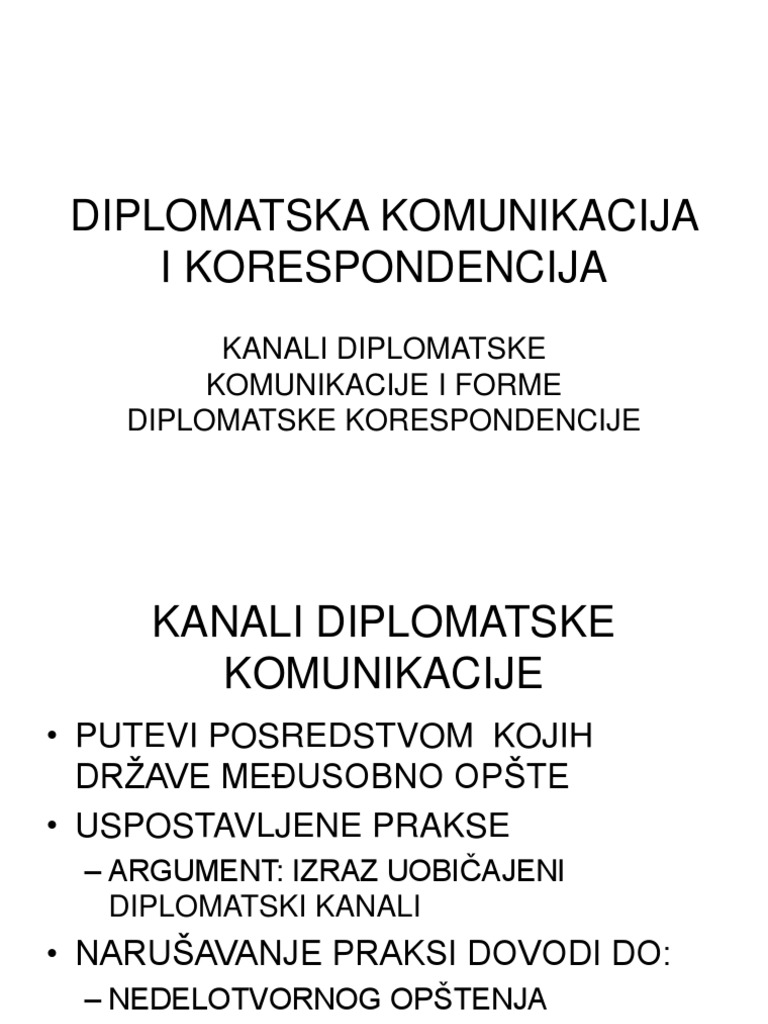 Diplomatska Komunikacija I Korspondencija | PDF