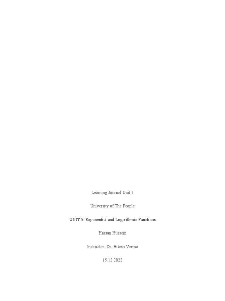 Learning J Unit 5, Math | PDF | Exponential Function | Logarithm