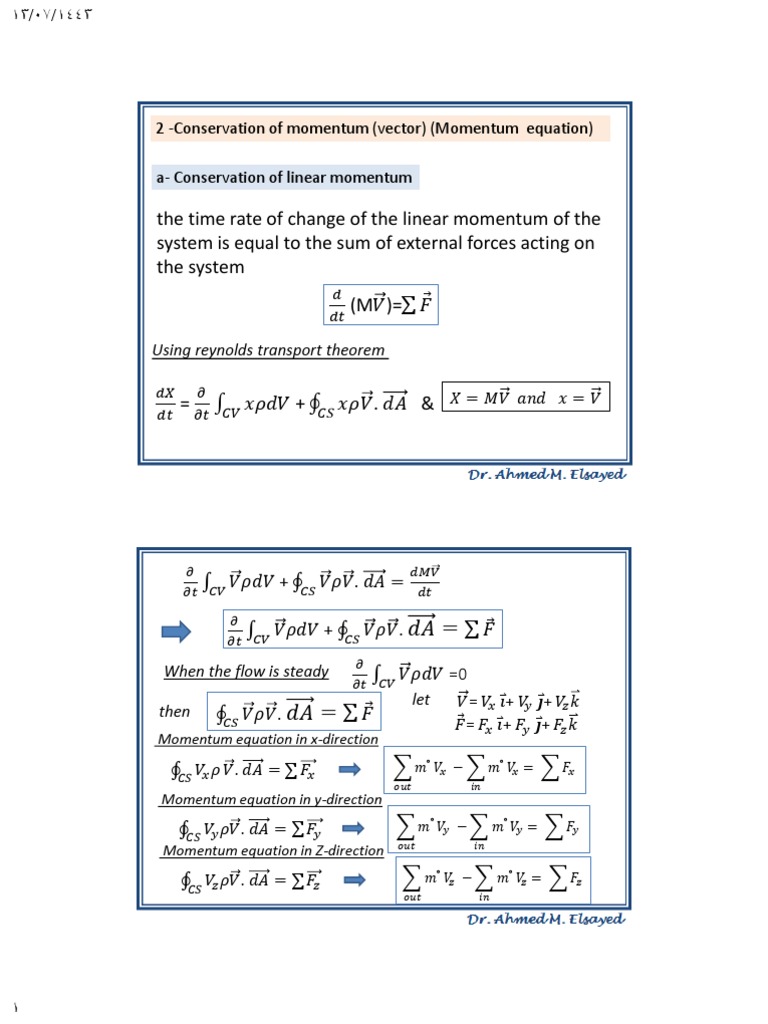 Lecture 4 - Fluid Dynamics - Linear Momentum Conservation | Download Free PDF | Momentum | Fluid ...
