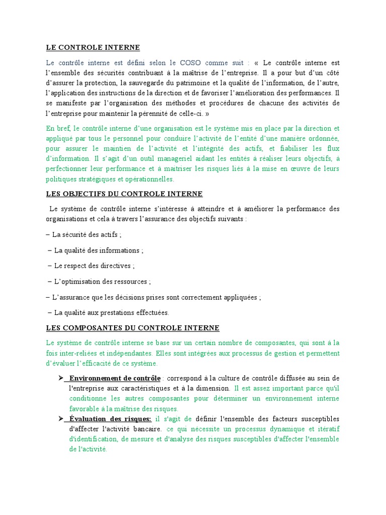 Contrôle interne et gestion des risques | PDF | Contrôle interne | Risque