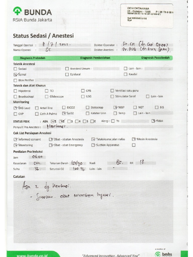 Form Pemantauan TTV | PDF