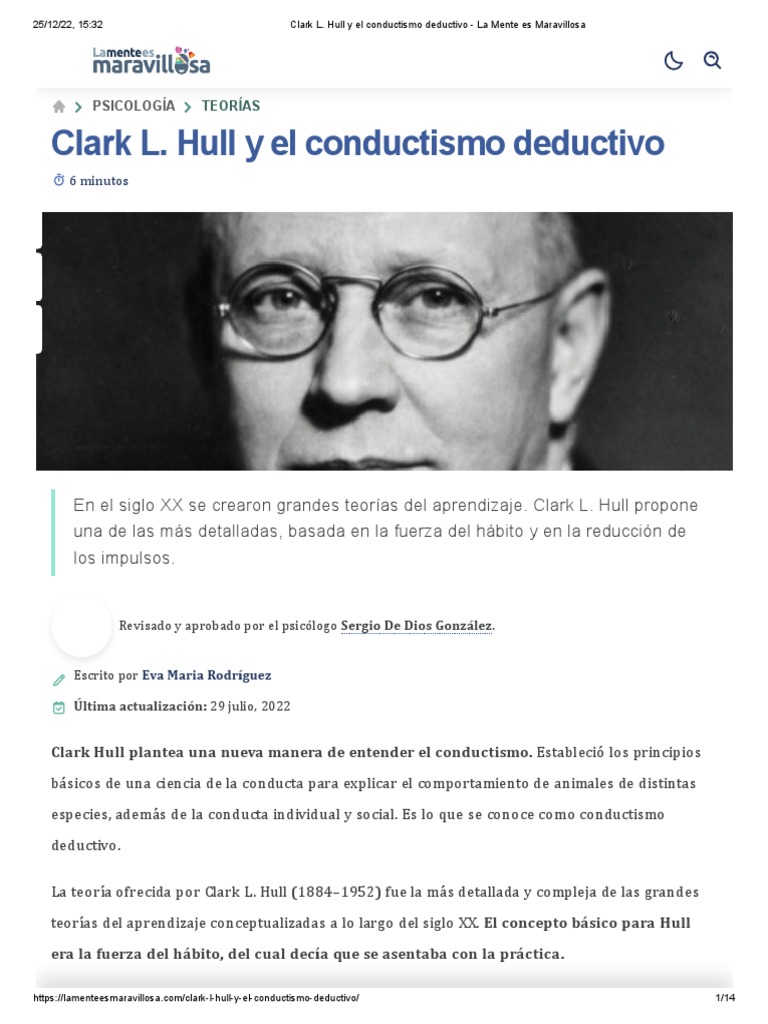 Clark L. Hull y El Conductismo Deductivo - La Mente Es Maravillosa ...
