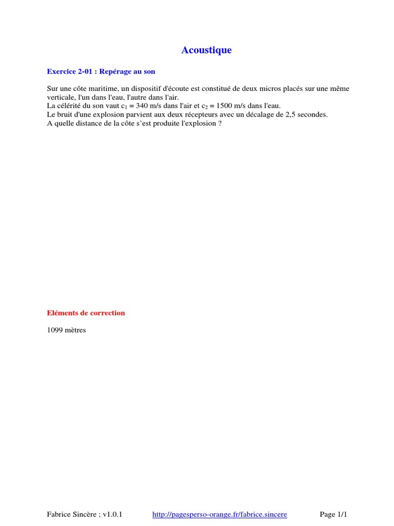 Exercice Acoustique 2 - 01 | PDF