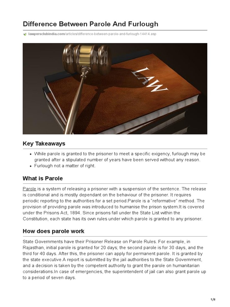 Parole vs. Furlough: Key Differences | PDF | Parole | Prison