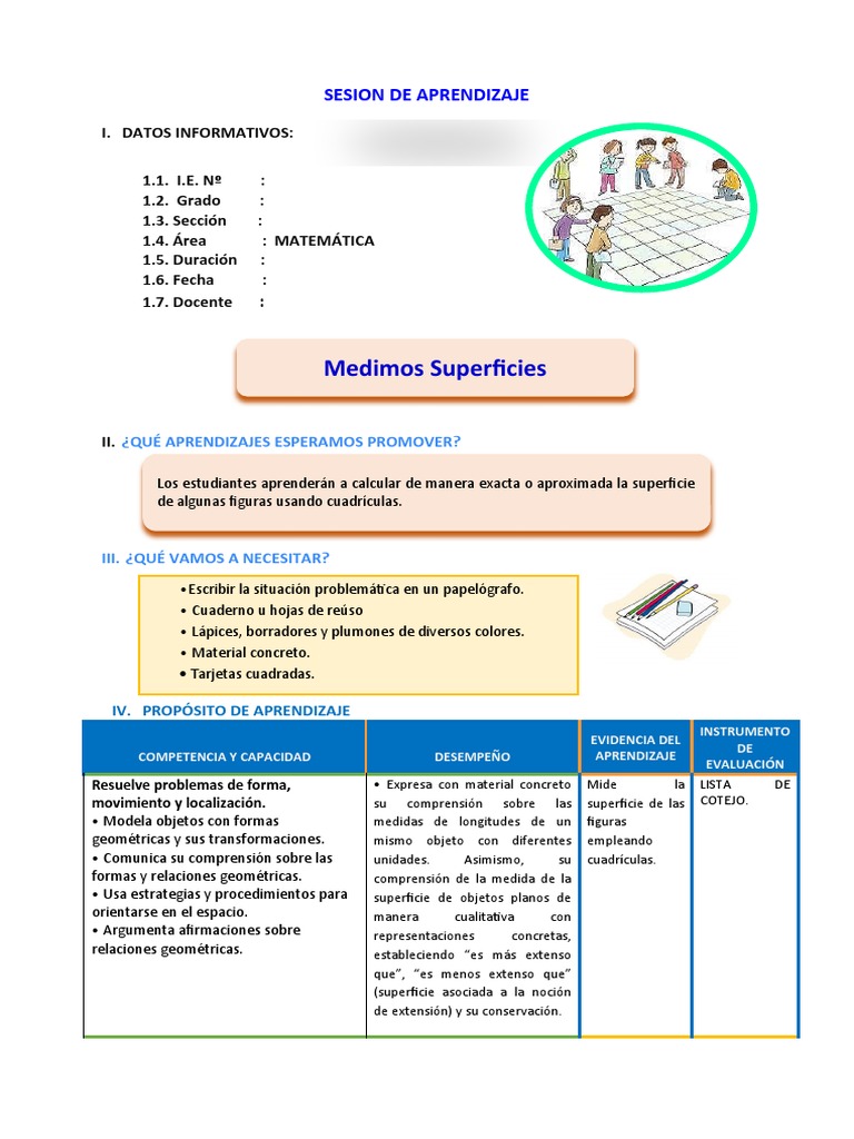 SESION MATEMATICA Martes 8 de Nov. Medimos Superficies | PDF ...