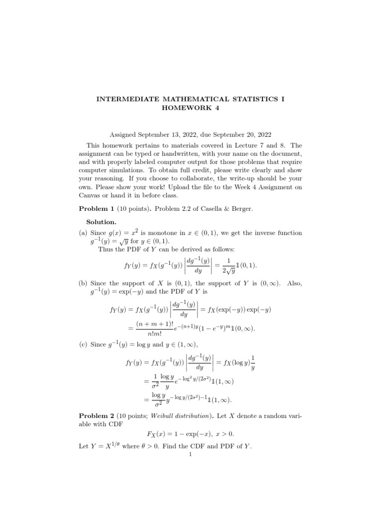 Hw4 Solutions | PDF | Probability Density Function | Mathematical Analysis