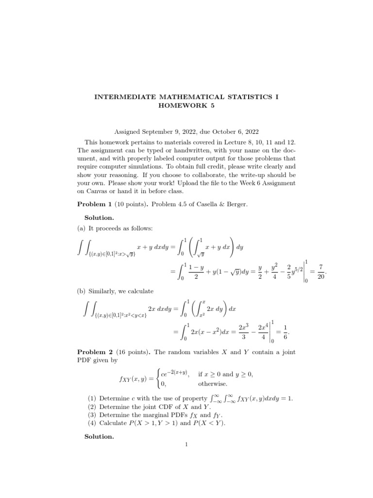 Hw5 Solutions | Download Free PDF | Probability Density Function | Mathematics