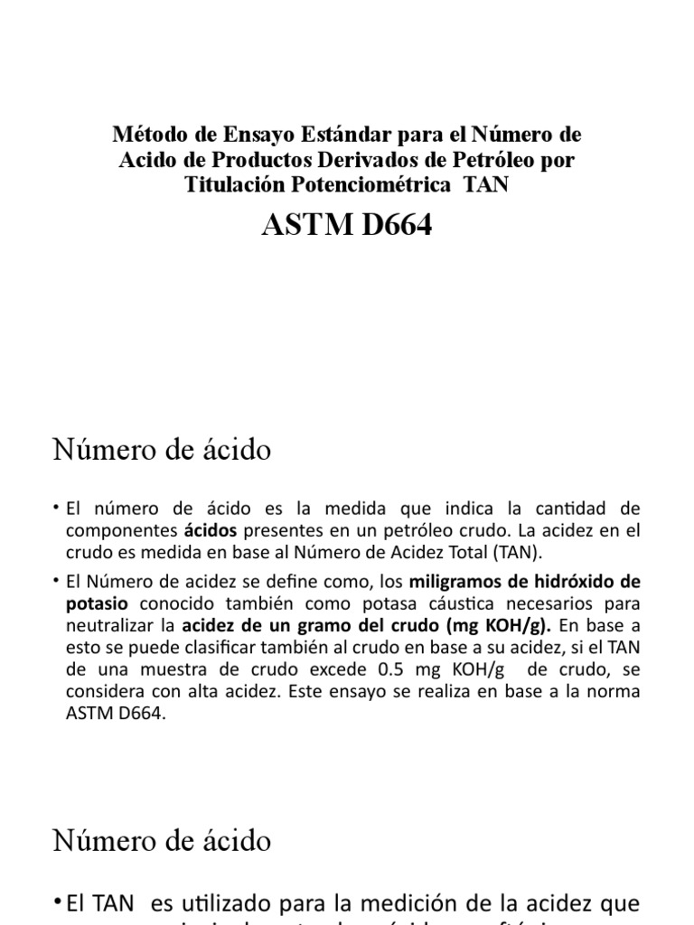 NUMERO DE ACIDEZ TOTAL TAN ASTM D664 CLASE N°8 (2) | PDF | Valoración ...