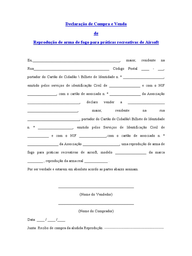 Declaração-Compra Venda Airsoft | PDF