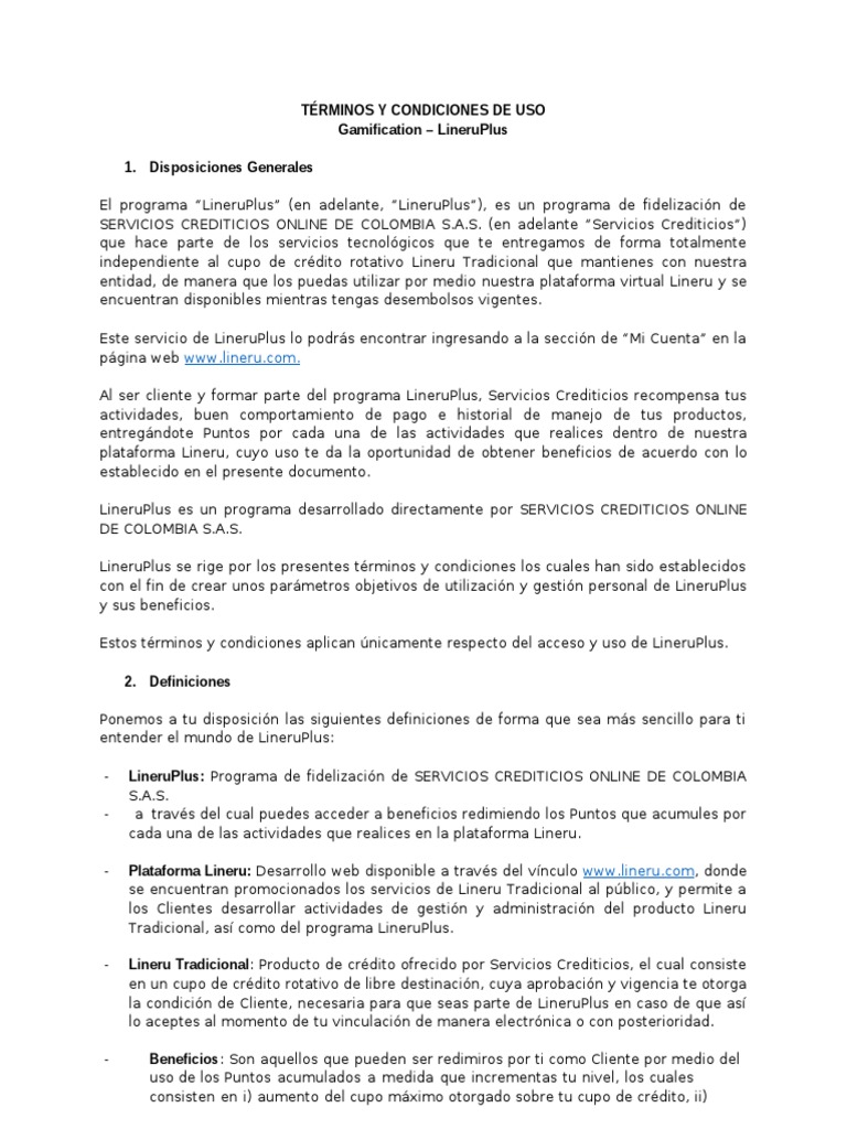 Term I No S Condiciones Line Ru Plus | PDF | Cupón | Internet