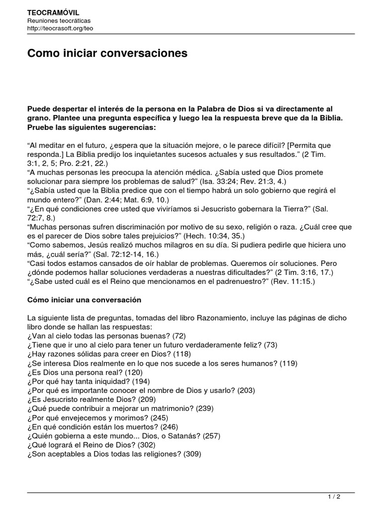 Como Iniciar Conversaciones | PDF | Dios | Biblia