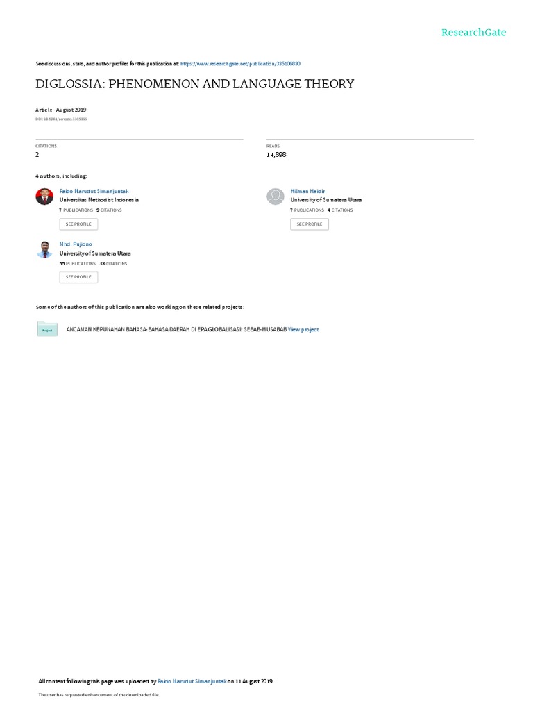 DIGLOSSIAPHENOMENONANDLANGUAGETHEORY | PDF | Lexicon | Linguistics