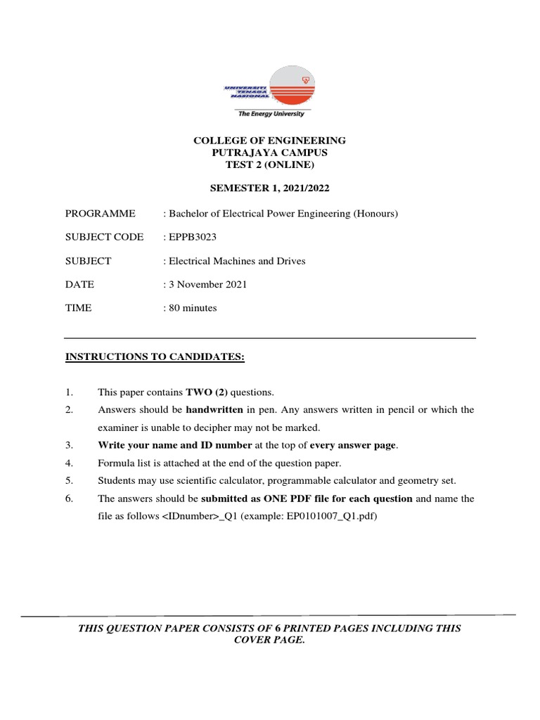 3 Emd Test 2 Sem1 21 22 Pdf Electric Motor Rectifier