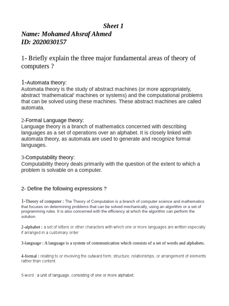 Sheet1 SAsec | PDF | Theory Of Computation | Mathematical Logic