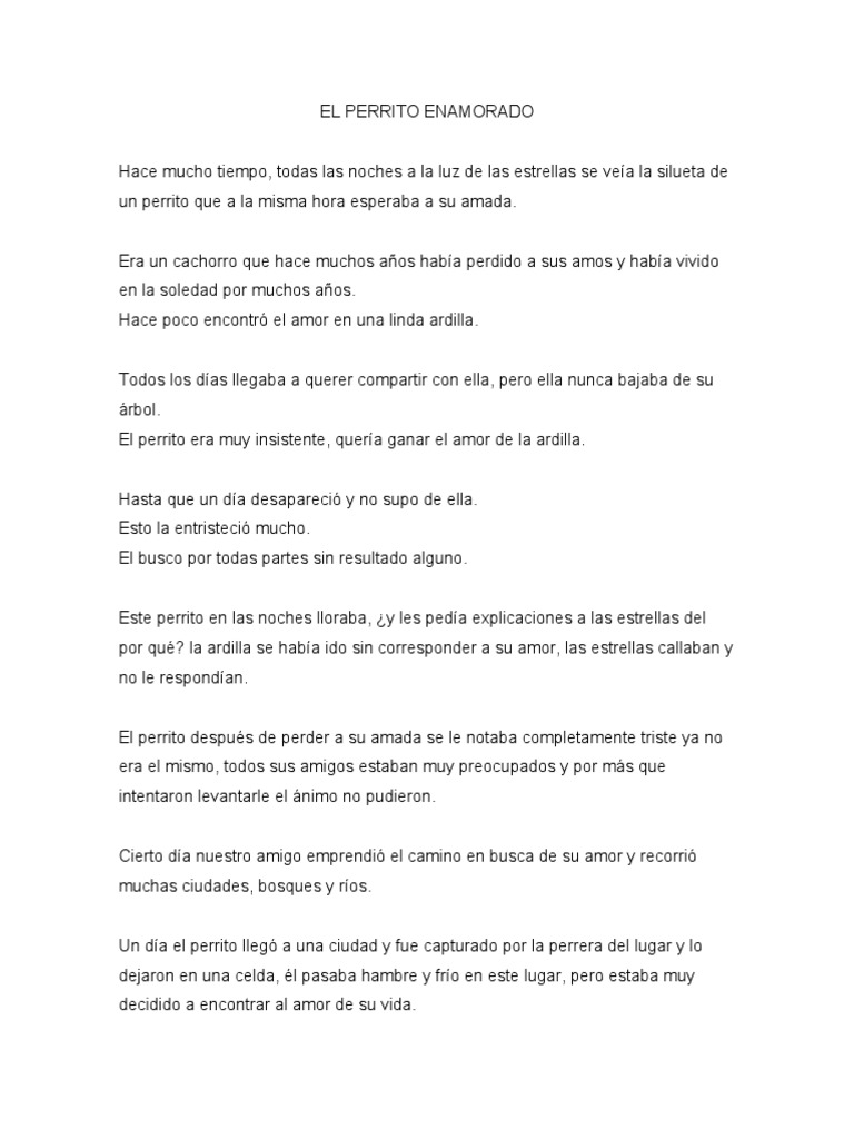 El perrito enamorado y su búsqueda | PDF