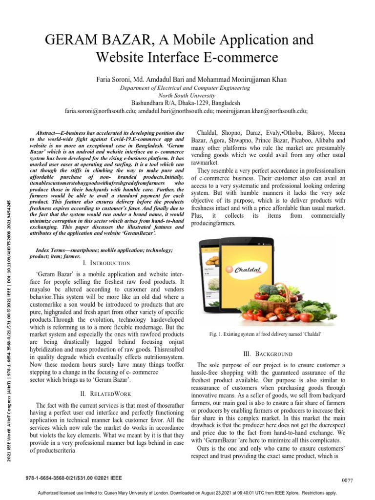 GERAM BAZAR A Mobile Application and Website Interface E-Commerce | PDF | Mobile App | E Commerce