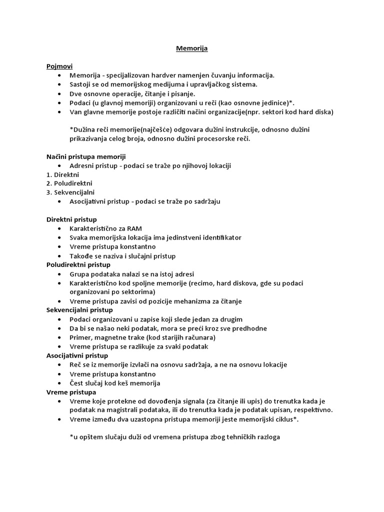 Racunarski Sistemi - Prezentacija Memorija | PDF