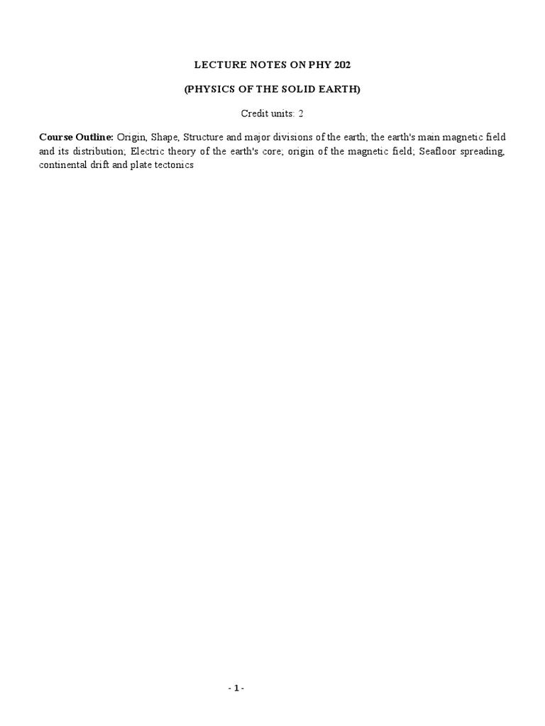Physics of The Solid Earth (Phy 202) | PDF | Earth | Big Bang